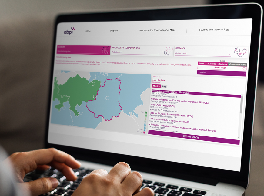 ABPI Sector Insights Map | Pharmaceutical's contribution across the UK